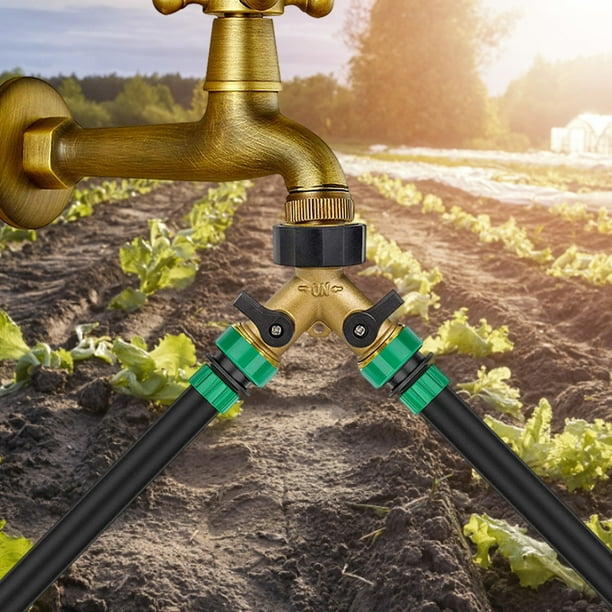 Peggybuy 2-Way Garden Hose Splitter with 2 Washers Brass Y-shaped Water ...