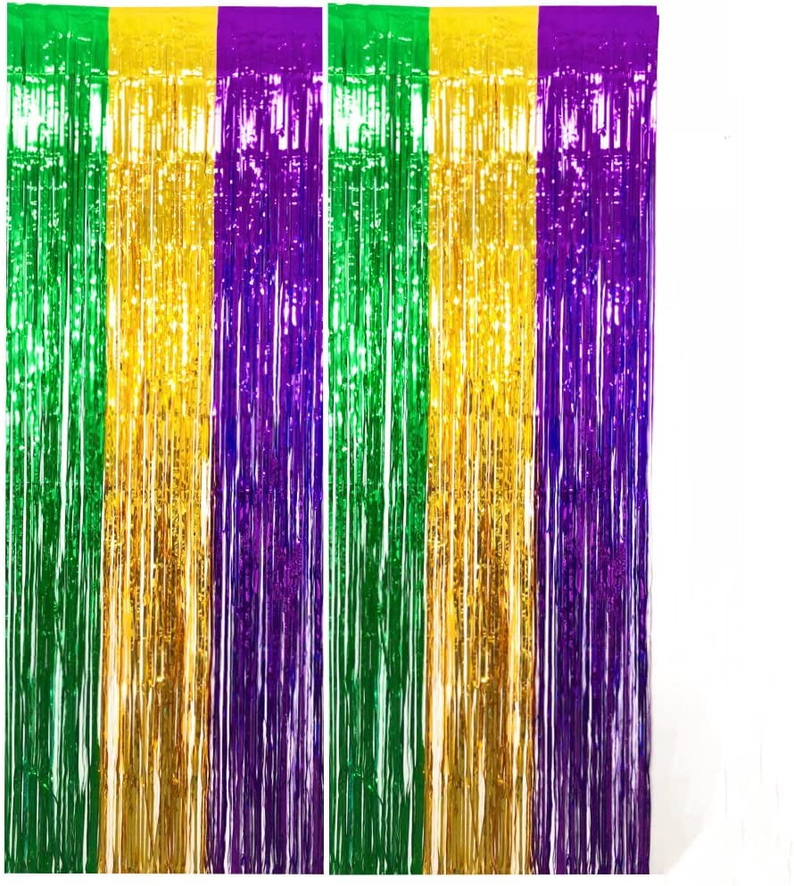 Beistle 2-Ply Fr Diamond Metallic Fringe Drape (Gold, Green, Purple ...