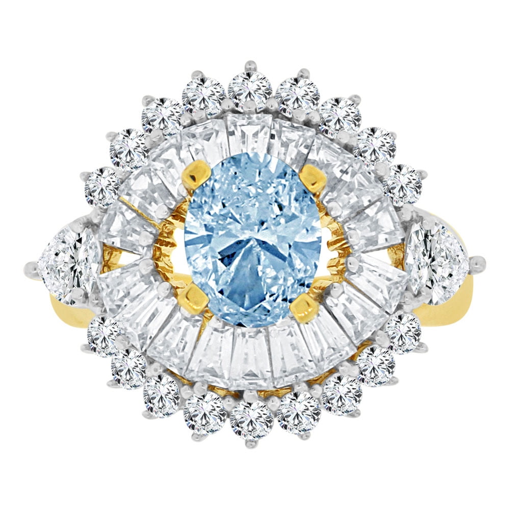 14k Yellow Gold, Fancy Estate Cocktail Ring Created Oval CZ Synthetic ...