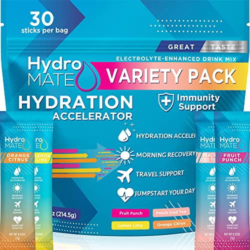 HydroMATE Electrolytes Powder Drink Mix Packets Hydration Accelerator ...