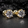 Classic Round Cut Halo Men Women Yellow Gold Plated 925 Sterling Silver ...
