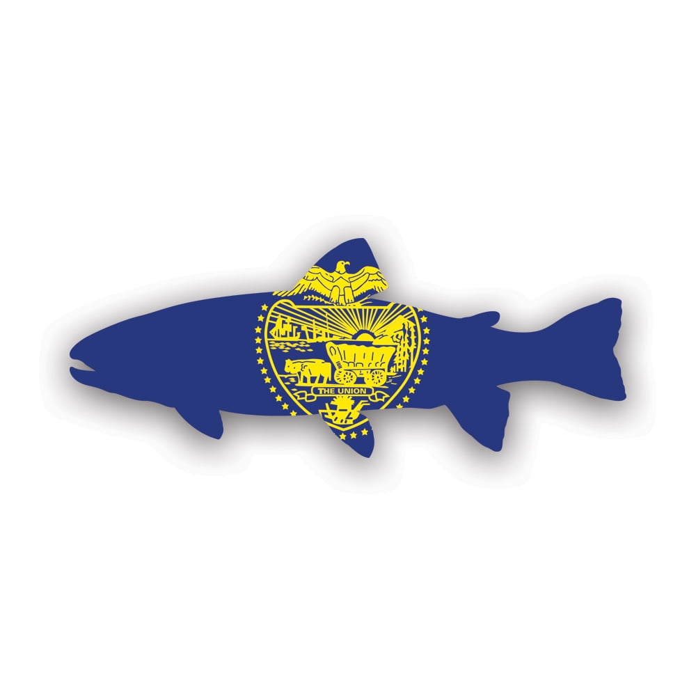 Oregon State Shaped Trout Sticker Decal - Self Adhesive Vinyl ...