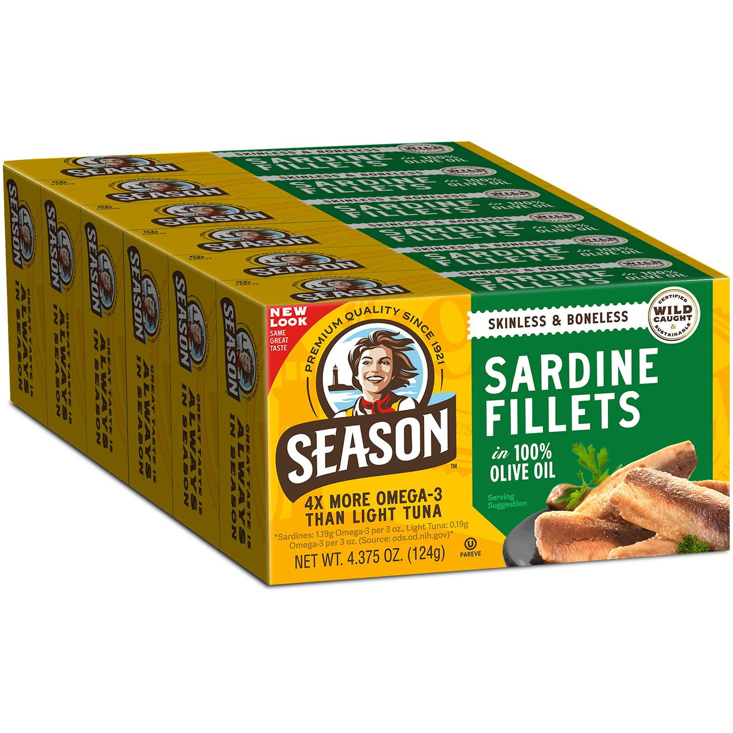 Season Brand Skinless, Boneless Sardines in Olive Oil, 4.375 oz., 6 pk ...