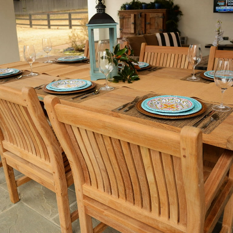 Weather Resistant Outdoor Farmhouse Table Braced Leg Teak Bench