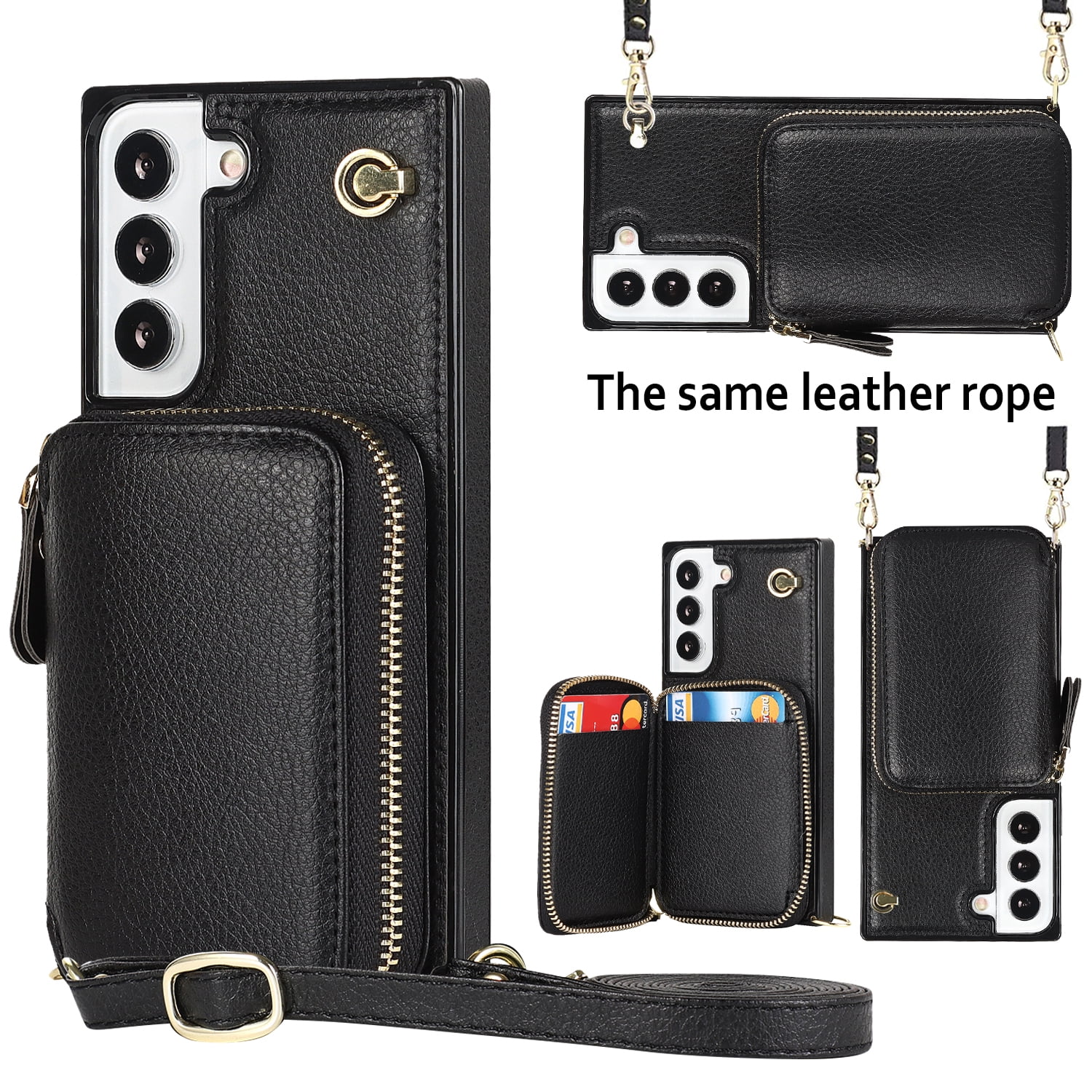 Samsung Galaxy S23 Crossbody Wallet Case, Zipper Pocket Phone Case ...