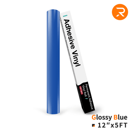 HTVRONT Glossy Blue Permanent Vinyl,12" x 5FT Glossy Blue Adhesive ...