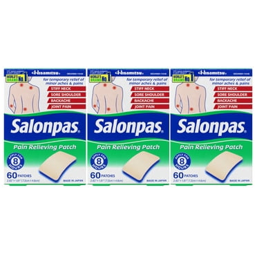 Salonpas 2 Pack Small Pain Relief Patches, 60 Per Box, Works For 8 ...
