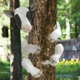Bits and Pieces Tree Hugger Cow Garden Peeker Polyresin Outdoor Tree ...