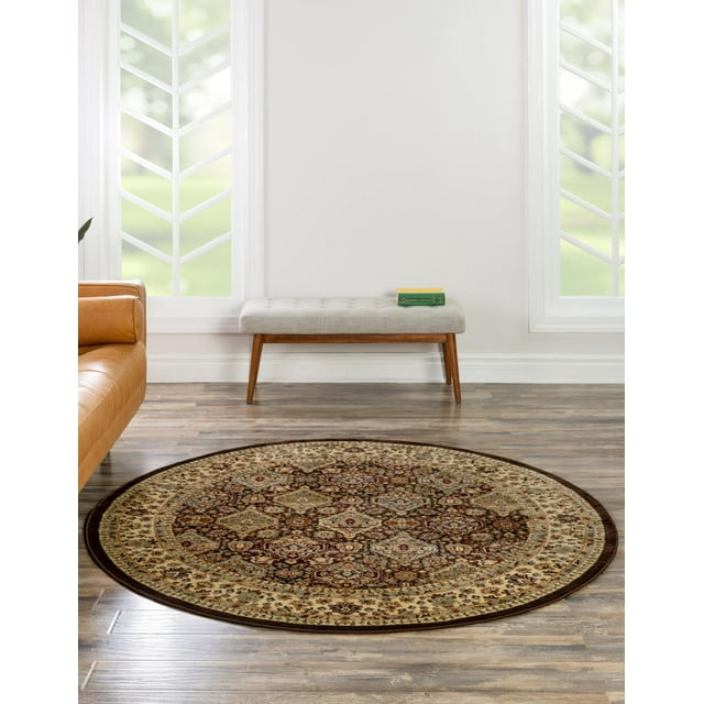 Rugs.com Aditi Collection Rug – 7' 10 Round Brown Low Rug Perfect For ...