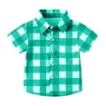 AHTJRT Plaid Shirts for Girls Boys Short Sleeve Turn Down Collar Full ...