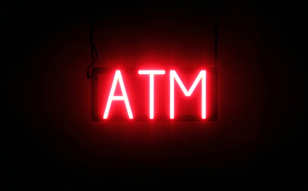 SpellBrite ATM LED Sign for Business. 14.6" x 6.3" Red ATM Sign Has ...