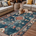 Bohemian Floral Outdoor Rug, Green Red Traditional Ethnic Flower ...