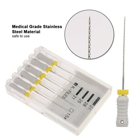 6PCS K-type File Endodontic Root Canal Manual K-Files Stainless Steel ...