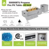 Evita 42" Propane Fire Pits for Outdoor 50,000 BTU Gas Fire Pit Table ...