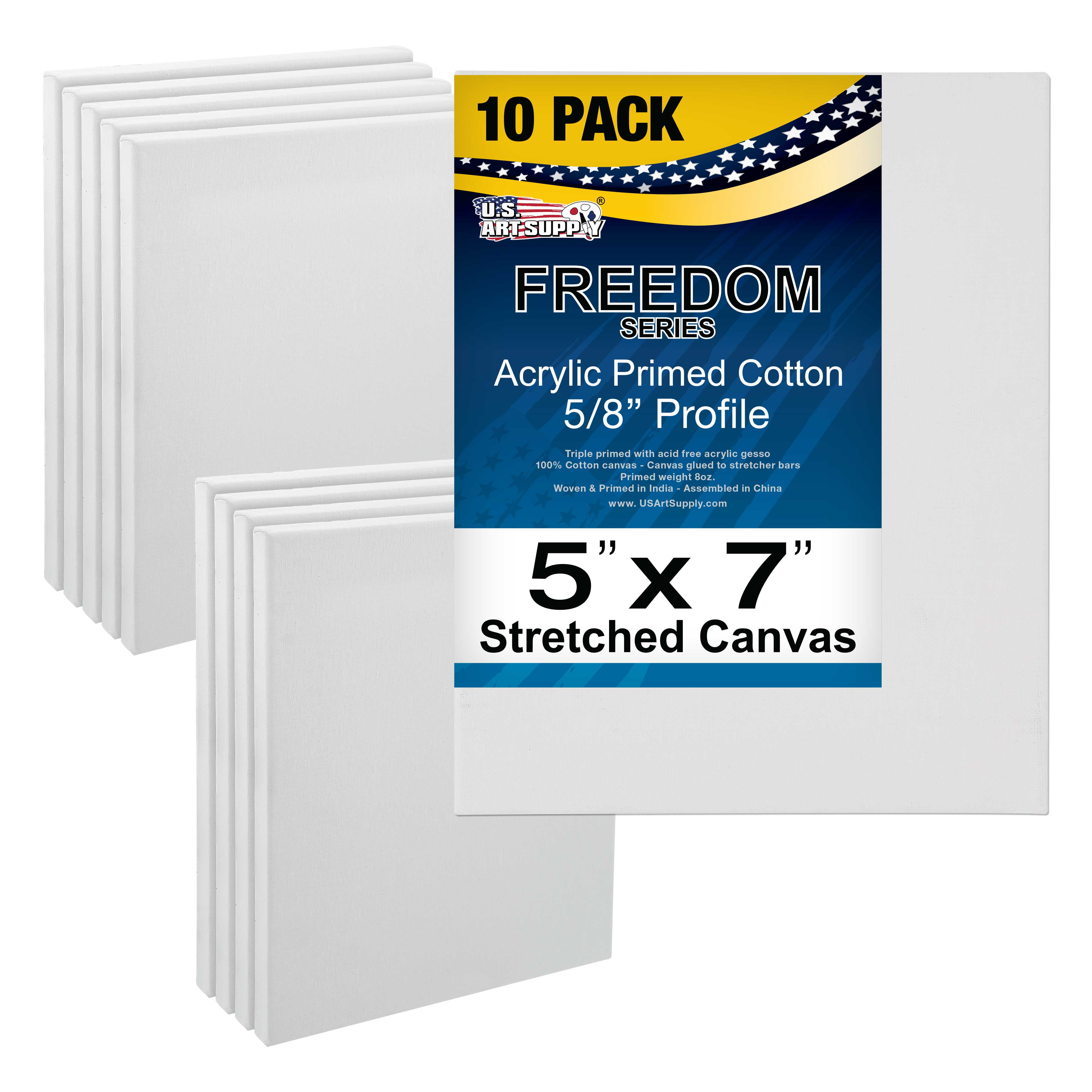 U.S. Art Supply 5 x 7 inch Stretched Canvas Super Value 10-Pack ...