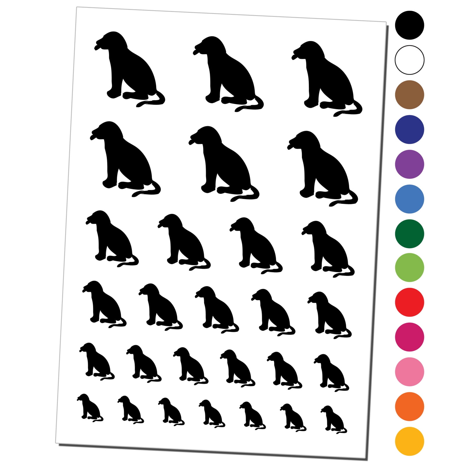 Dog Puppy Tongue Out Sitting Water Resistant Temporary Tattoo Set Fake ...
