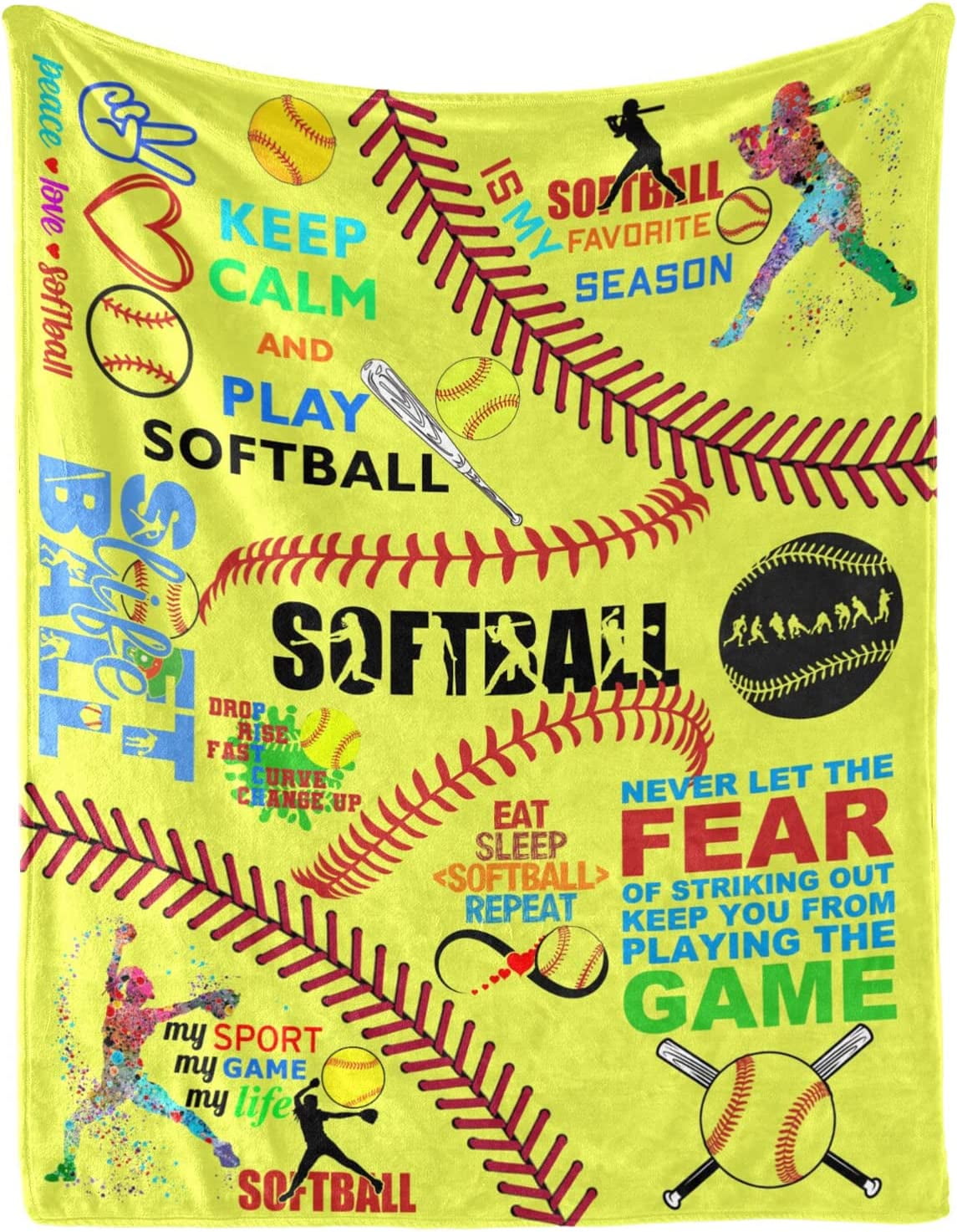 Softball Blanket - Softball Blankets Softball Gifts for Adult and Kids ...