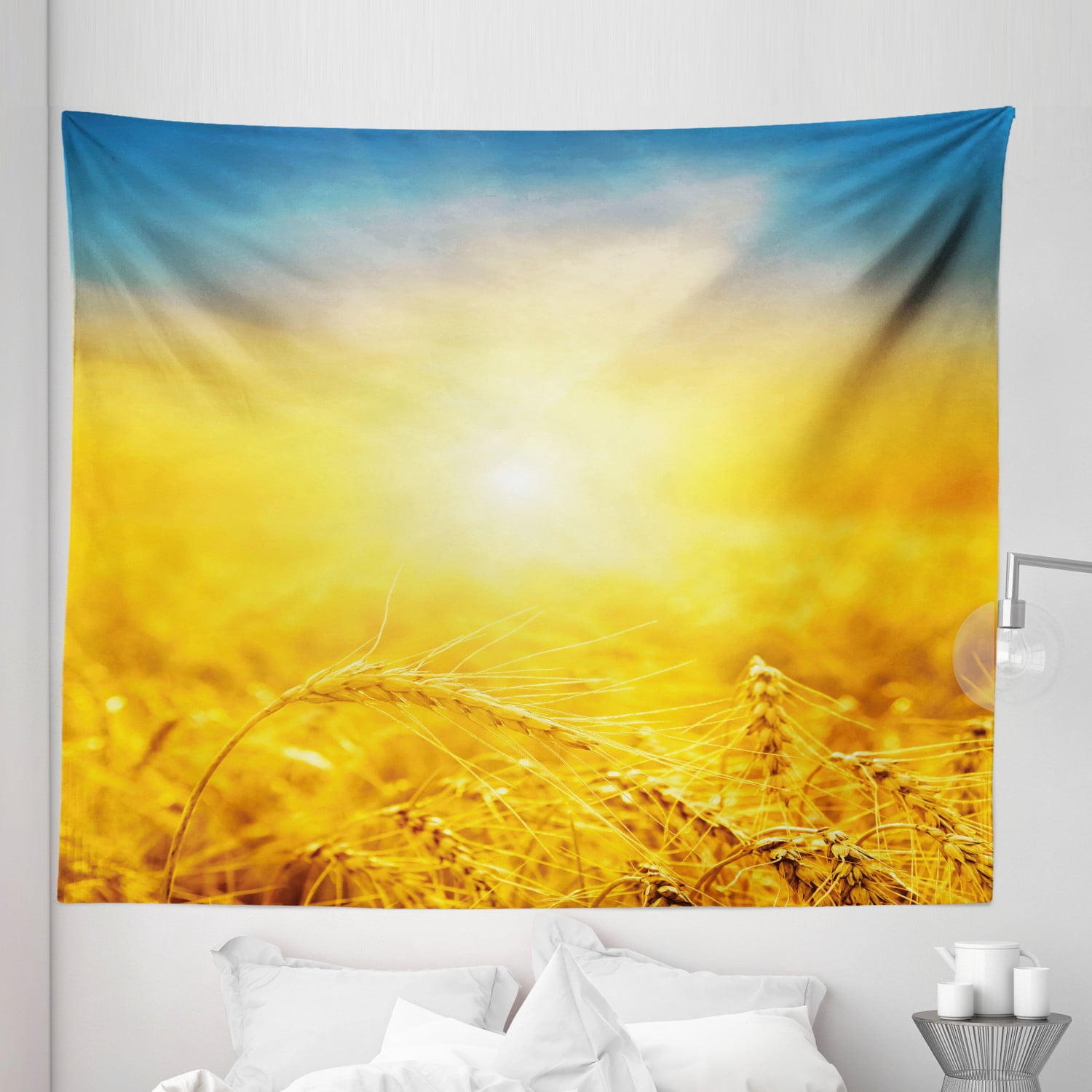 Country Tapestry, Sunset over Harvest Wheat Nature Rural Field Autumn ...