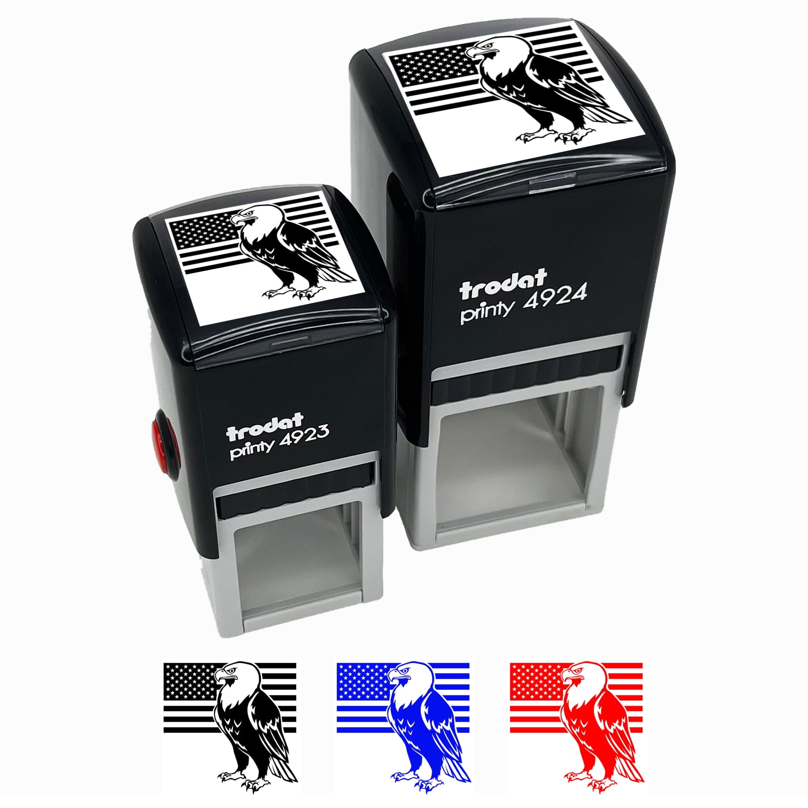 Bald Eagle with American Flag Patriotic Self-Inking Rubber Stamp Ink ...