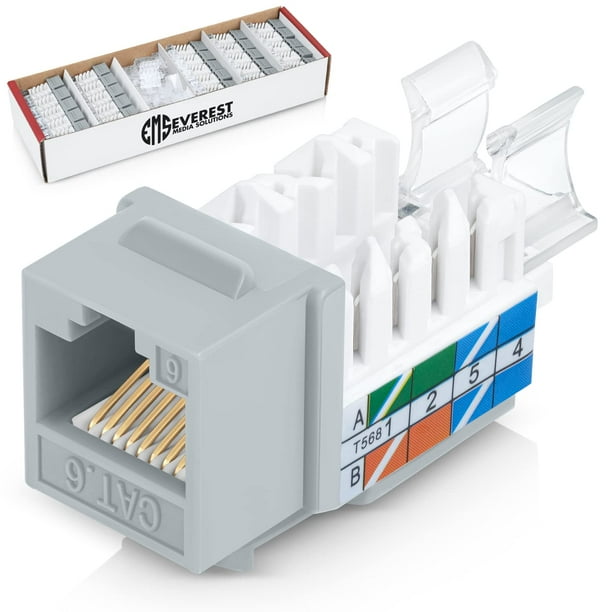 tions 45° Angled CAT6 Keystone Jack in White - Slim Profile RJ45 ...