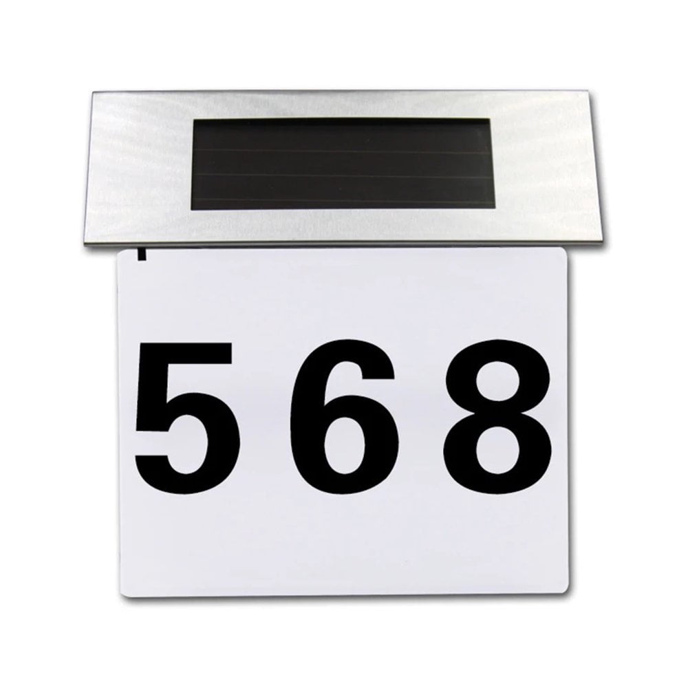 Solar House Number Plaque Light 4 LED Stainless Steel Solar Doorplate ...