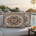 Blue Burnt Orange Boho Outdoor Waterproof Throw Pillow Covers 20x12 Set ...