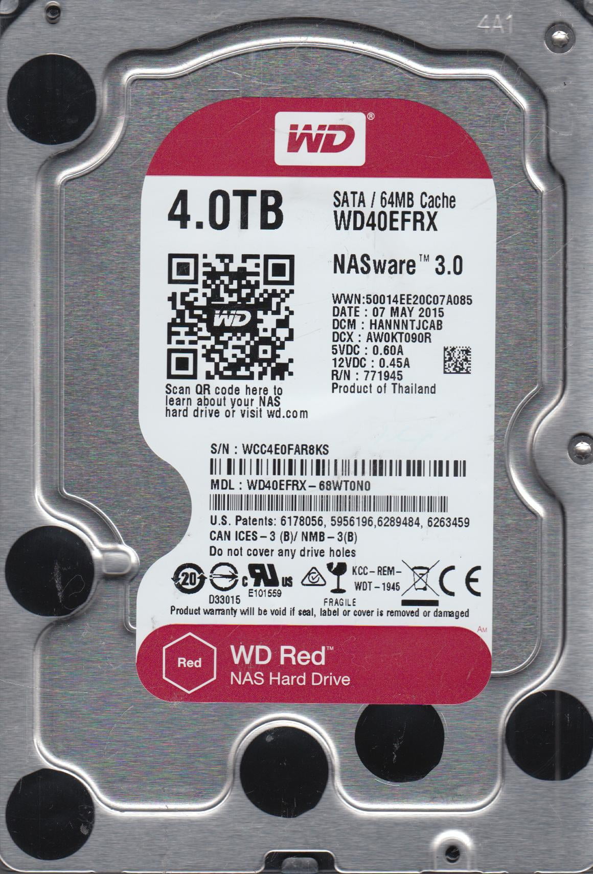 WD40EFRX-68WT0N0, DCM HANNNTJCAB, Western Digital 4TB SATA 3.5 Hard ...