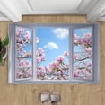 Cherry Blossom Area Rug, Pink Floral Pattern Carpet, Washable Non-Slip ...