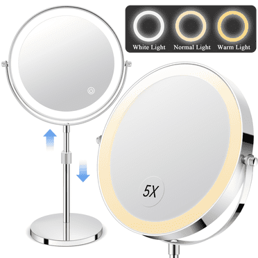 Hmggoofa 30x Magnifying Mirror with Light, Large 6" Rechargeable ...