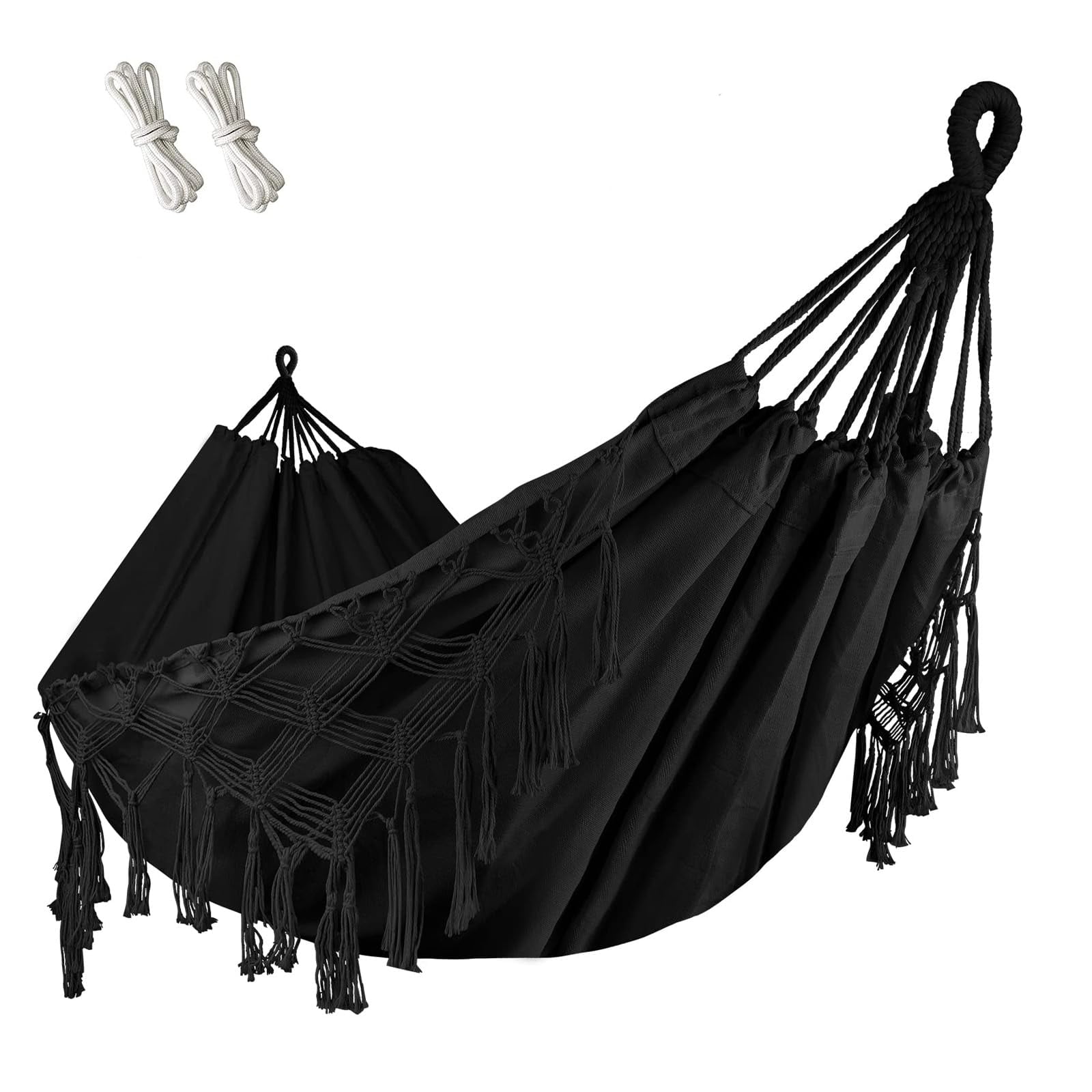 Click here for Goutime Double Sized Boho Macrame Black Hammock Wi... prices