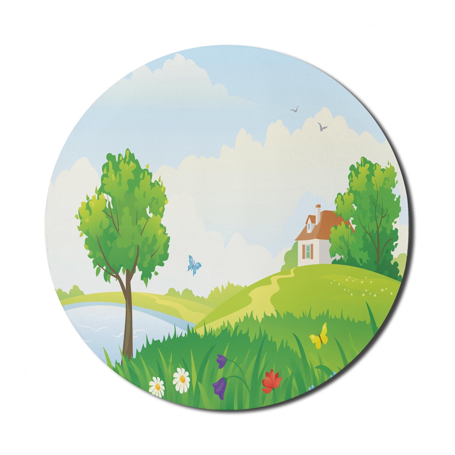 Country Mouse Pad for Computers, Summer-themed Scene of Colorful ...
