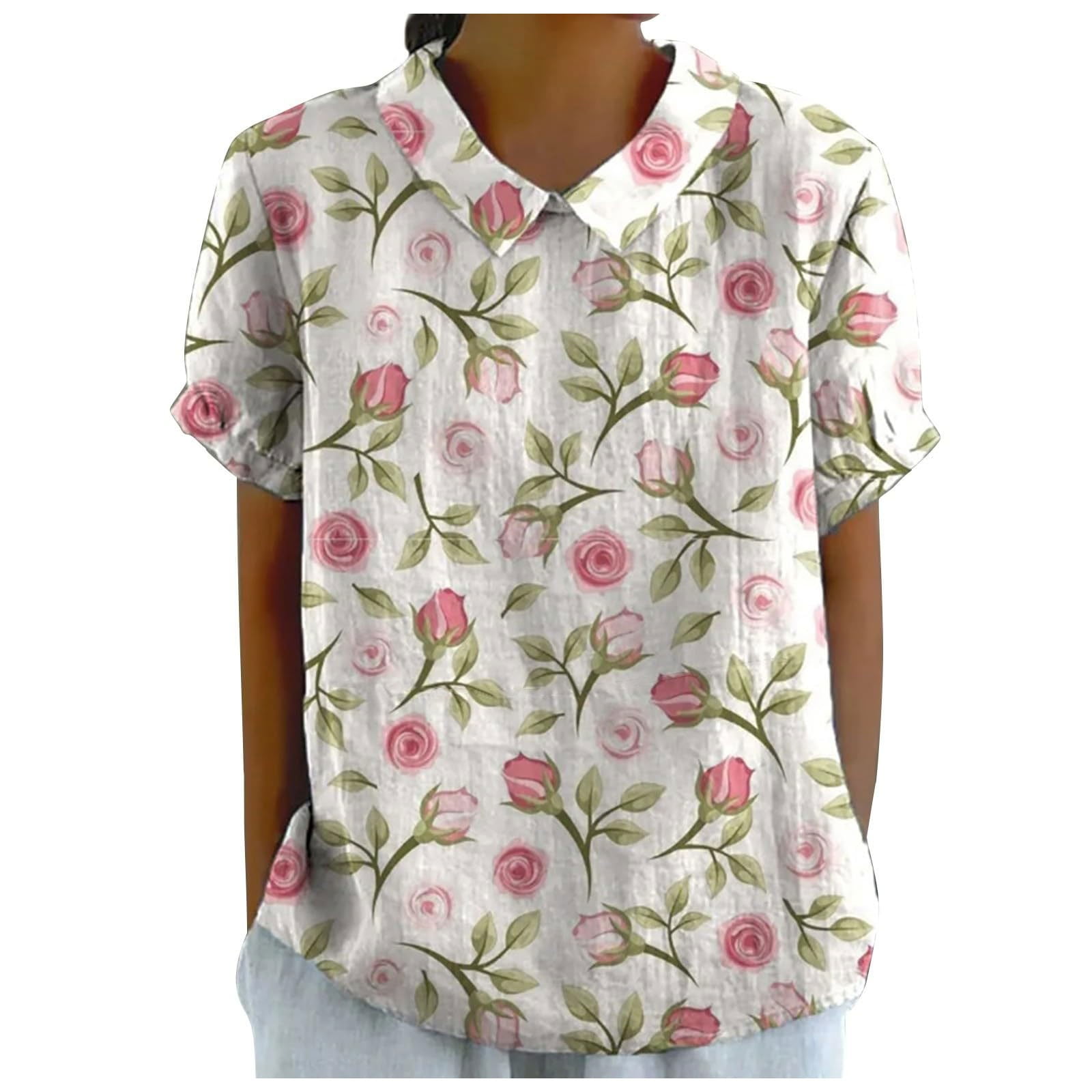 Click here for Fgnfyis Summer Ladies Elegant Lapel Crewneck Linen... prices