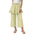 AHTJRT Girls Wide Leg Pants Casual Elastic Waist Skirted Flounce Trim ...