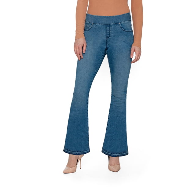 Bluberry Women's Flare Leg Rara medium wash Indigo denim - Walmart.ca