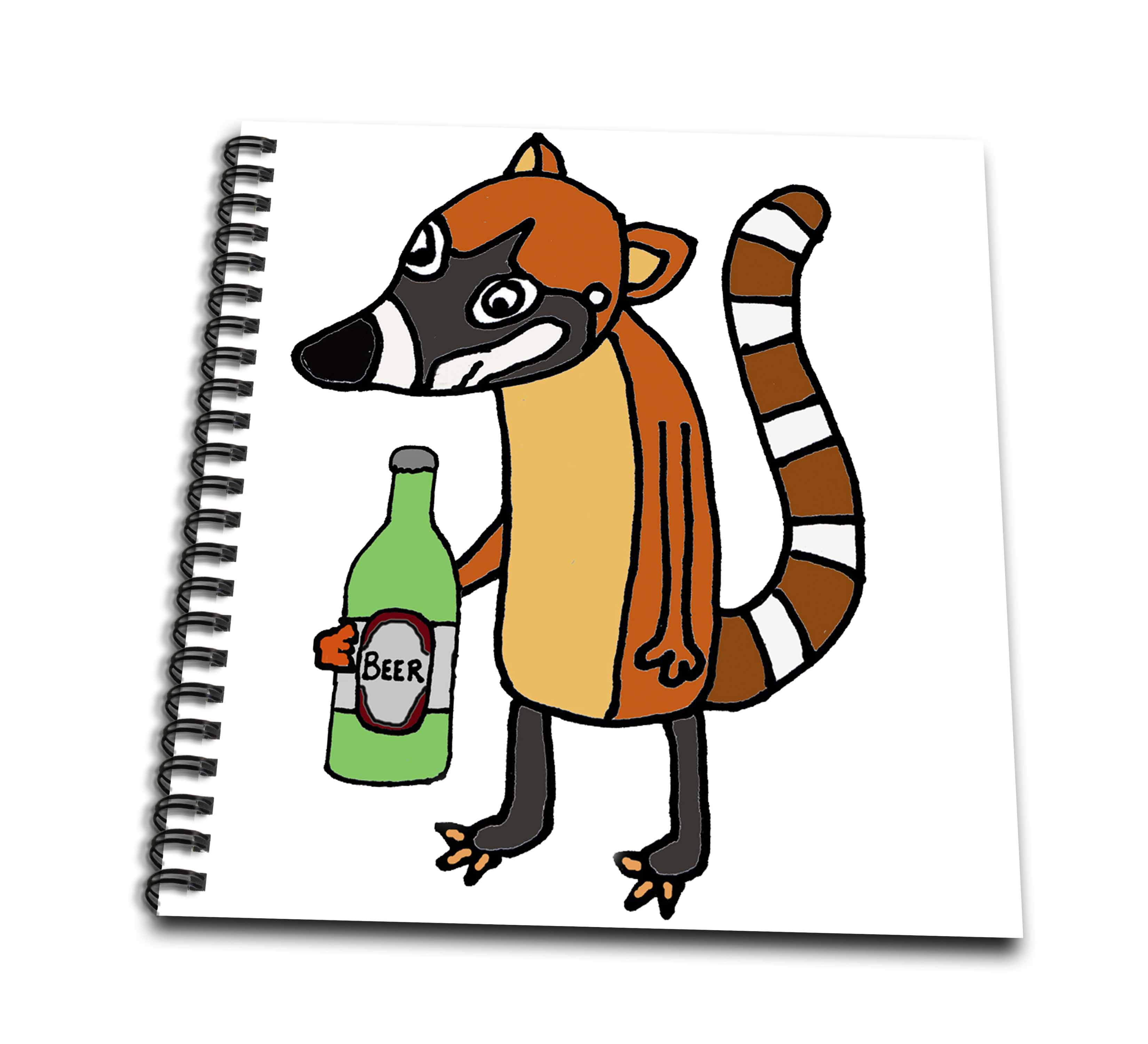 Funny Cool Coatimundi Drinking Beer Cartoon Drawing Book 8 x 8 inch db ...