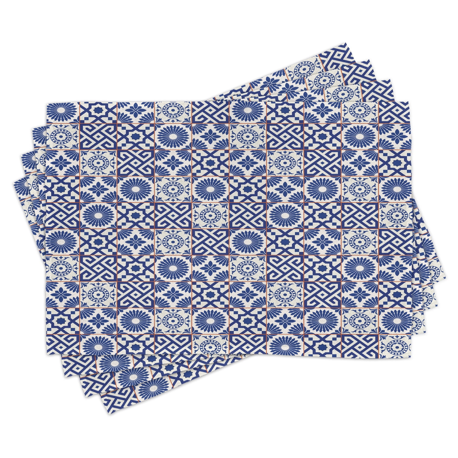 Ambesonne Moroccan Place Mats Set of 4, Old Retro Tiles, Standard Size ...