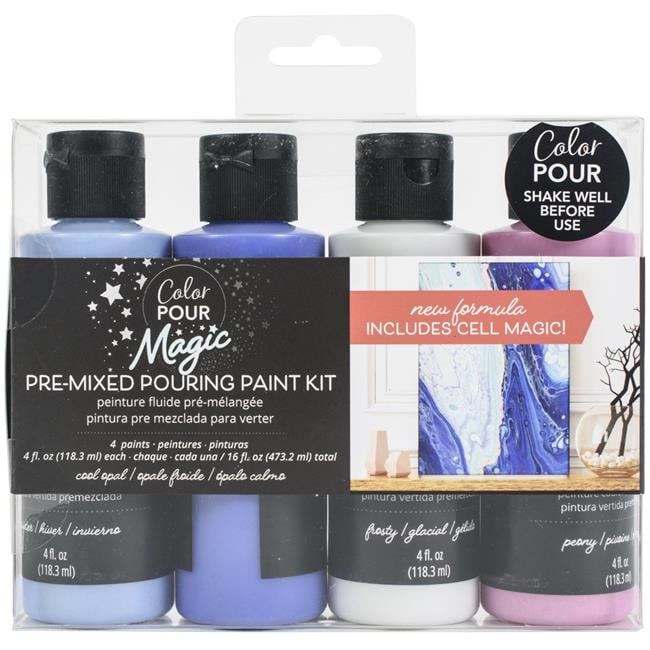 American Crafts 357095 Color Pour Magic Pre-Mixed Paint Kit, Cool Opal ...