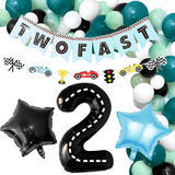 Blue Two Fast Two CuriousBirthday Decorations Two Fast Banner Growing ...
