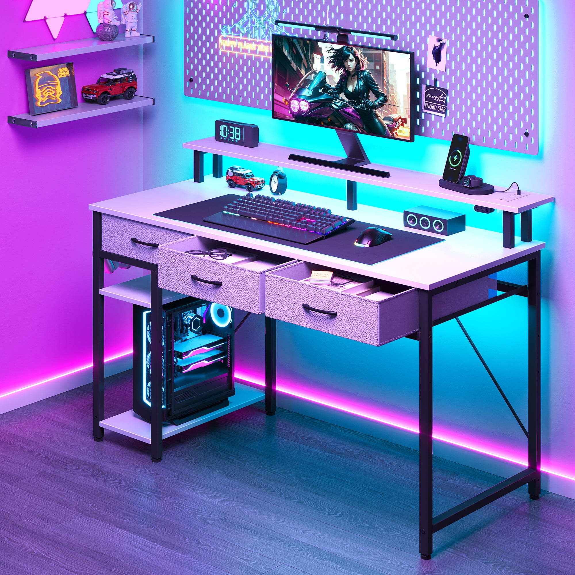 Click here for Greenstell 55 Computer Desk With Built-In Outlets... prices