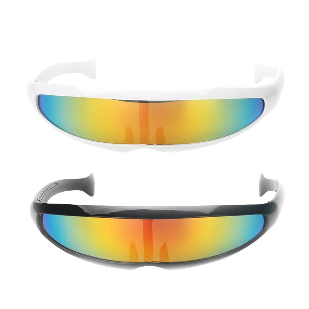 2pack Futuristic Space Alien Sunglasses Narrow Visor Eyewear Shades ...