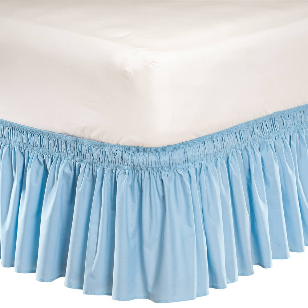 Solid Wrap Around Elastic Bed Skirt By Oakridge™ Queen King Light Blue