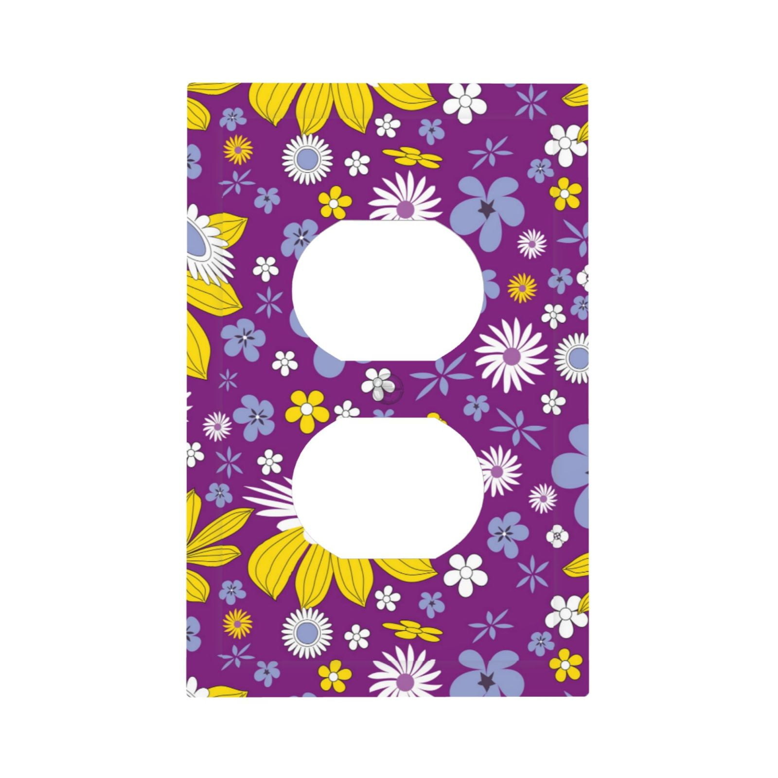 DouZhe 1-Gang Duplex Outlet Cover, Purple Floral Flowers Decorative ...