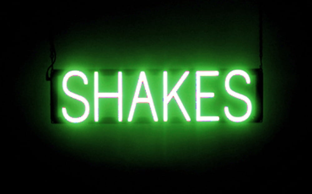 SpellBrite SHAKES LED Sign for Business. 24.0" x 6.3" Green SHAKES Sign ...