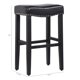 29" Inch Upholstered Backless Saddle Seat Counter Stool, Black/Leather ...