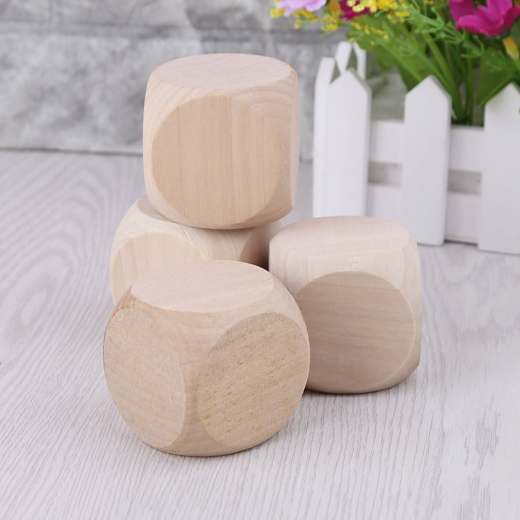 Blank Wooden Dice Unfinished Square Block 6 Sided Wood Cubes with ...