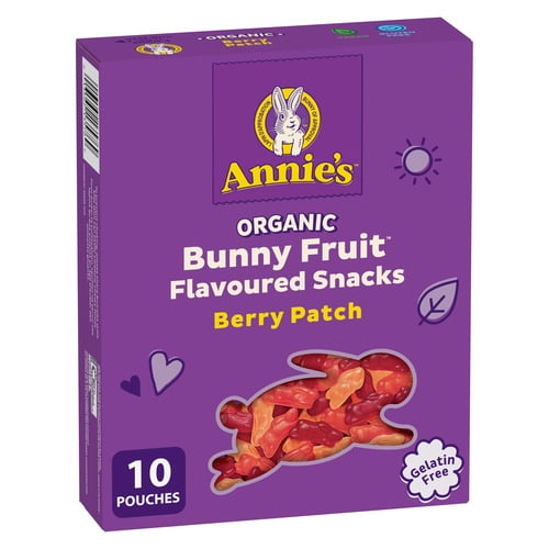 Annie's Organic Bunny Fruit Flavoured Snacks Berry Patch, Kids Snacks, 198 g, 10 Pouches, 198 g ...