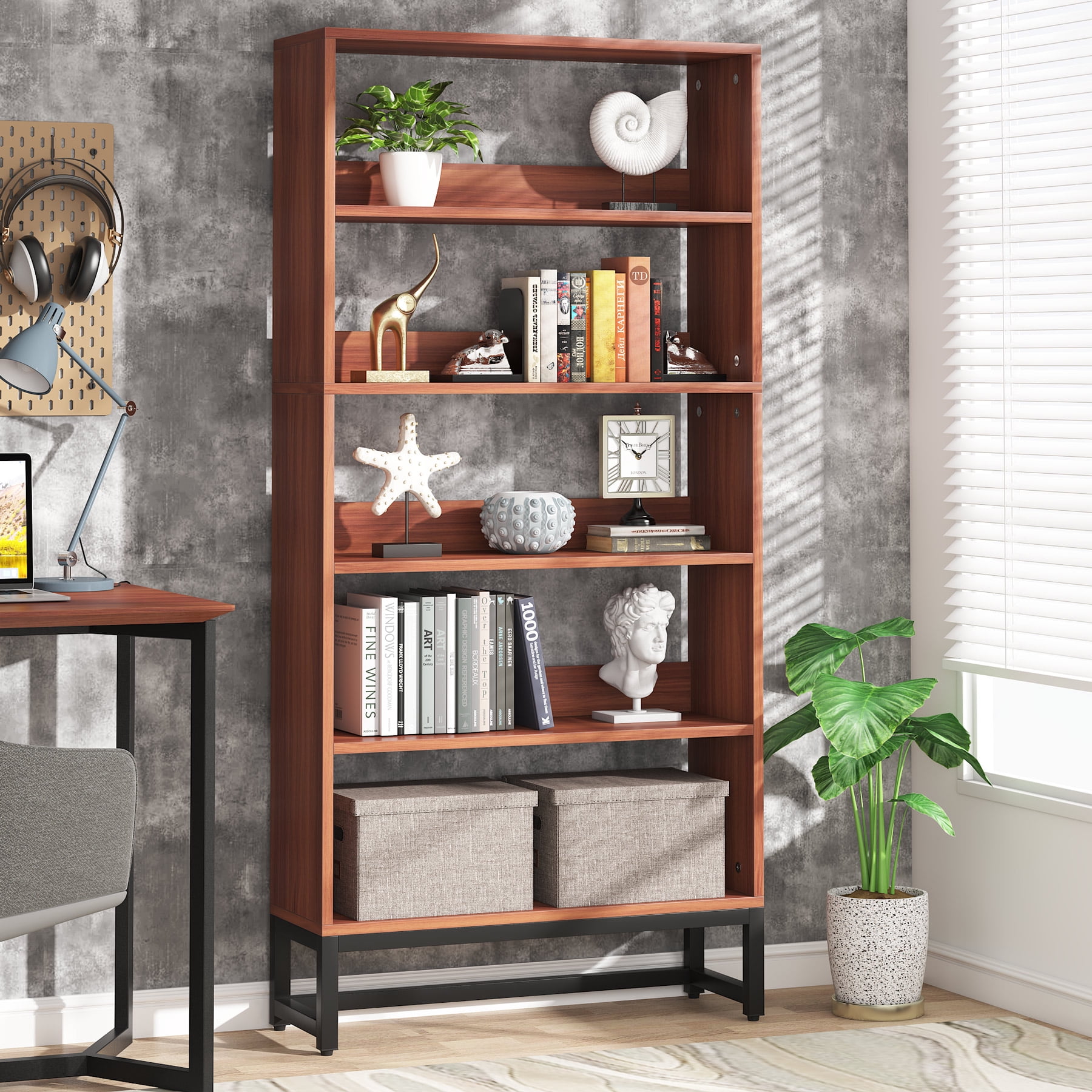 Tall Bookcase and Bookshelf, Tribesigns Heavy Duty Free-Standing ...