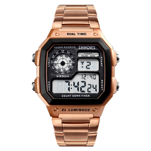 Reloj SHHORS Unisex Multifunciones con Luz LED, Resistente al Agua ...