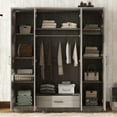 4 Door Armoire Wardrobe Closet with Storage Shelevs, Clothes Storage ...