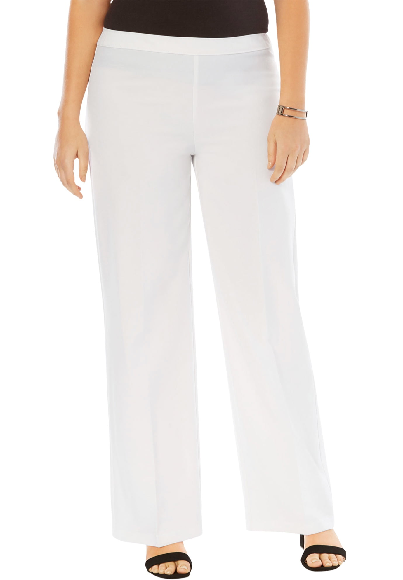 Roaman's - Roaman's Women's Plus Size Wide-Leg Bend Over Pant Pant ...
